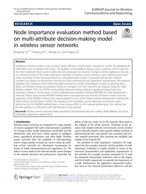pdf node importance evaluation method based on multi attribute decision making model in