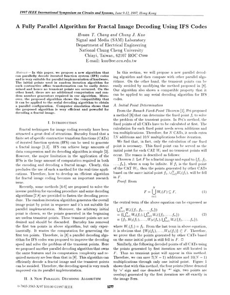 pdf a fully parallel algorithm for fractal image decoding using ifs codes