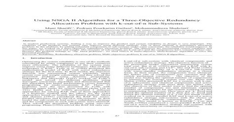 pdf using nsga ii algorithm for a three objective redundancy · using nsga ii algorithm for