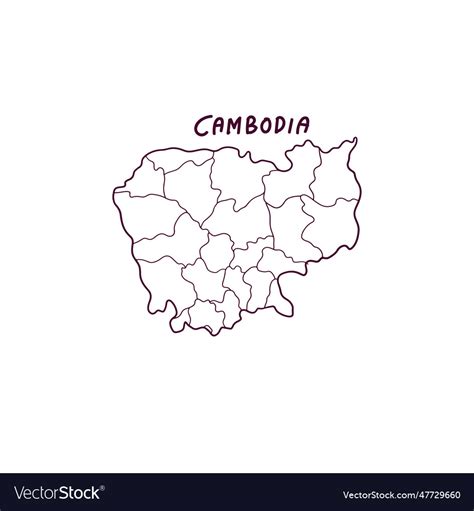 Hand Drawn Doodle Map Of Cambodia Royalty Free Vector Image