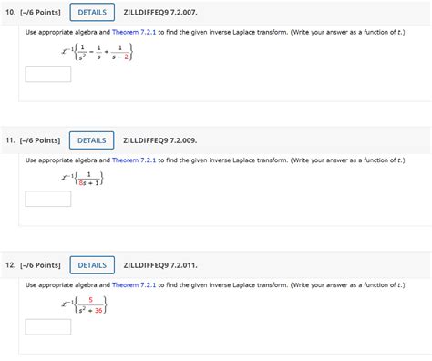 use appropriate algebra and theorem 7 2 1 to find the