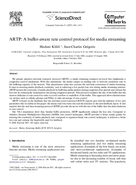 pdf artp a buffer aware rate control protocol for media streaming jean charles gregoire and