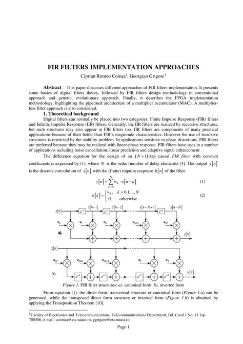 pdf fir filters implementation approaches