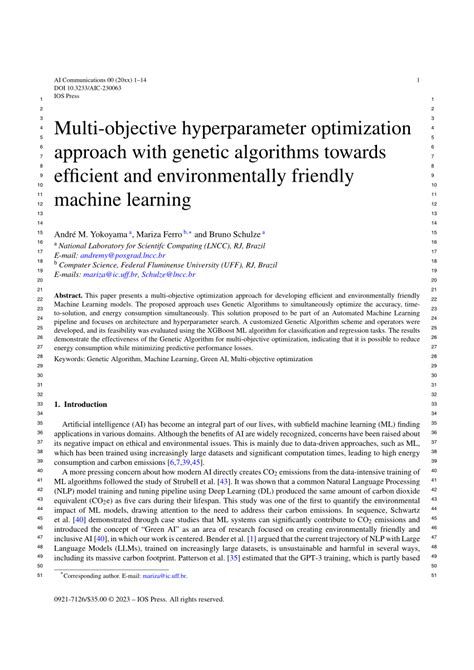 pdf a multi objective hyperparameter optimization for machine learning using genetic