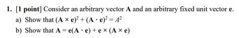 solved arbitrary vector a and an arbitrary fixed unit vector