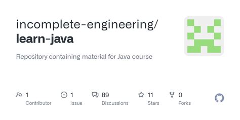 Github Incomplete Engineering Learn Java Repository Containing