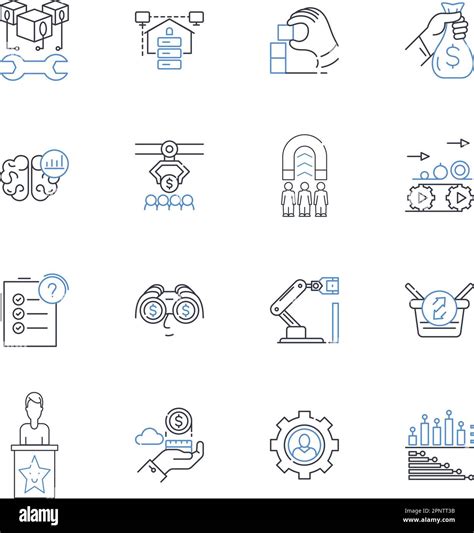 automated processes line icons collection efficiency streamlining optimization productivity