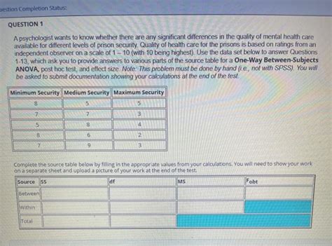 solved jestion completion status question 1 a psychologist