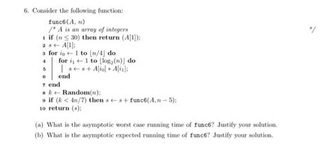 solved 6 consider the following function func6 a n ∗a