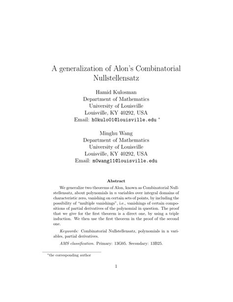 pdf a generalization of alon s combinatorial nullstellensatz