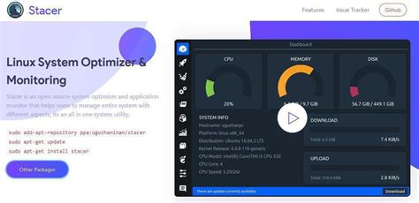 Stacer Linux System Optimizer Ressourcen Monitoring Tool