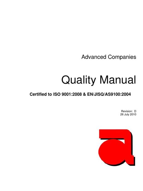 advanced quality manual pdf quality management system quality management