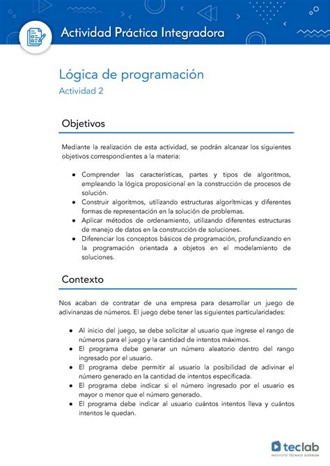 Actividad 3 2 log Lógica de programación Actividad 2 Objetivos