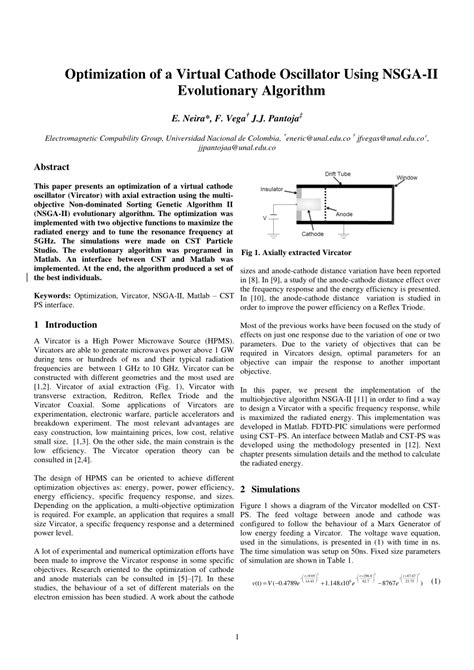 pdf optimization of a virtual cathode oscillator using nsga ii evolutionary algorithm