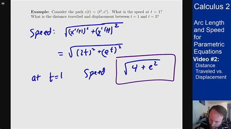 arc length and speed for parametric equations video 2 distance traveled vs displacement
