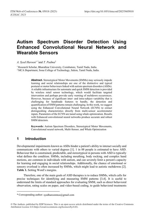 pdf autism spectrum disorder detection using enhanced convolutional neural network and