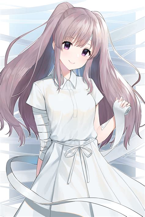 Safebooru 1girl Absurdres Arjent Arm Behind Back Bandaged Arm Bandages Closed Mouth Collared