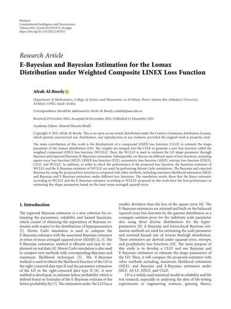 pdf e bayesian and bayesian estimation for the lomax distribution under weighted composite
