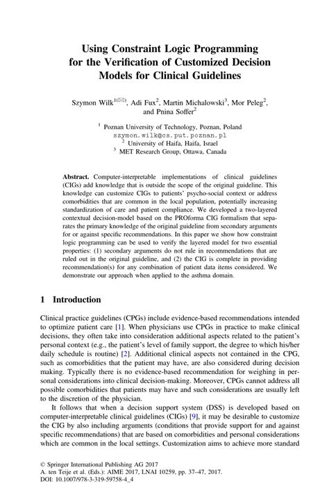 pdf using constraint logic programming for the verification of customized decision models for