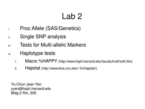 ppt proc allele sas genetics single snp analysis tests for multi allelic markers haplotype