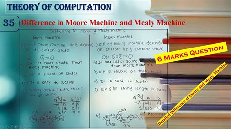 theory of computation what are the differences in between moore and mealy machine toc