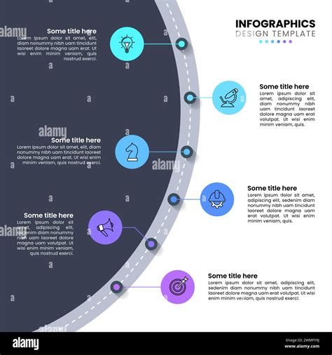 Infographic Template With Icons And 6 Options Or Steps Road Can Be