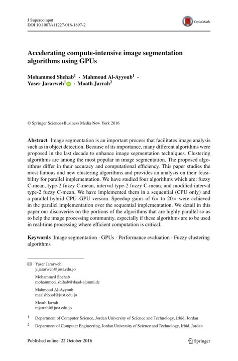 pdf accelerating compute intensive image segmentation algorithms using gpus
