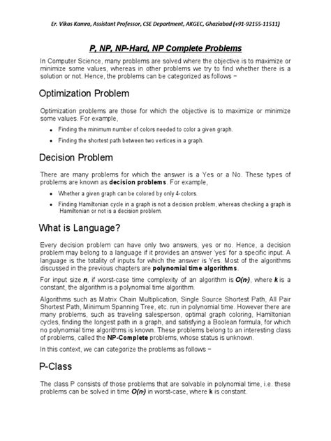 optimization problem p np np hard np complete problems pdf time complexity