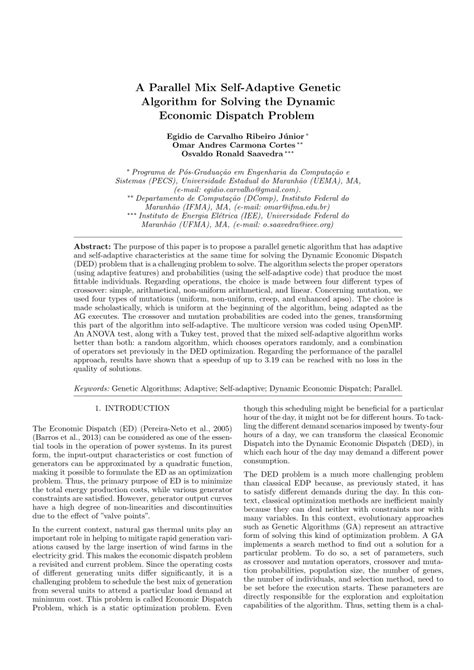 pdf a parallel mix self adaptive genetic algorithm for solving the dynamic economic dispatch