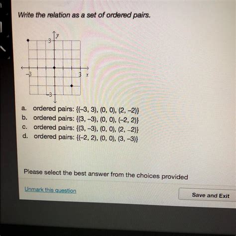 write the relation as a set of ordered pairs edhe13 33a ordered pairs { 3 3 0 0 2 2
