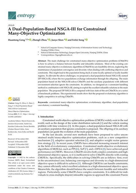 pdf a dual population based nsga iii for constrained many objective optimization