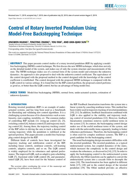 control of rotary inverted pendulum using model free backstepping technique pdf control