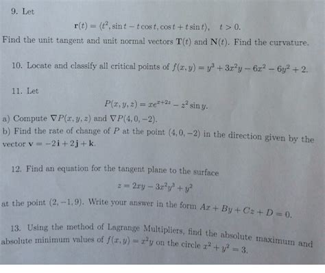 solved let r t t 2 sin t tcost cost tsint t 0