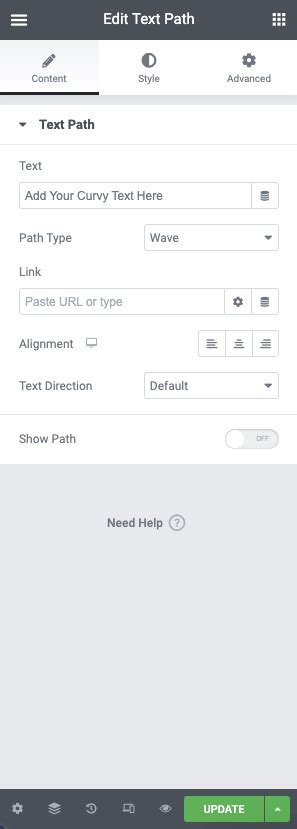 text path widget elementor