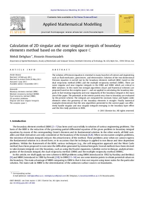 pdf calculation of 2d singular and near singular integrals of boundary elements method based