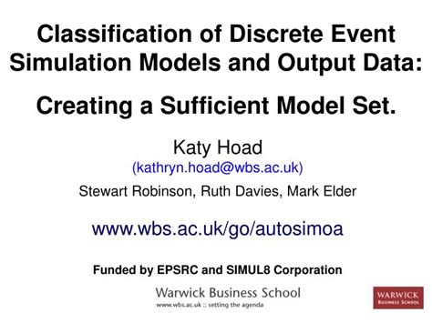ppt classification of discrete event simulation models and output data creating a sufficient