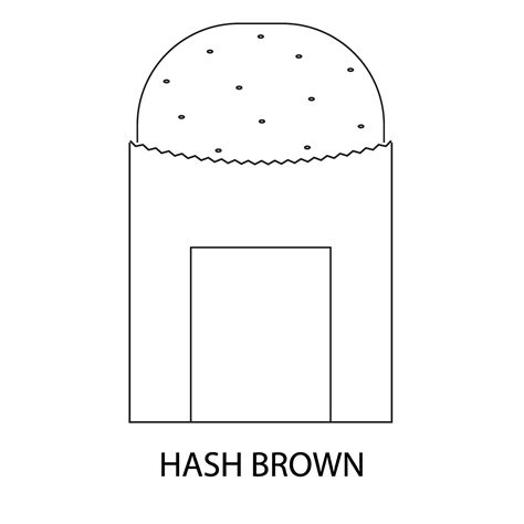 Hash Brown Web Icons Fast Food In Line Style Coloring Page Fast Food Vector Illustration