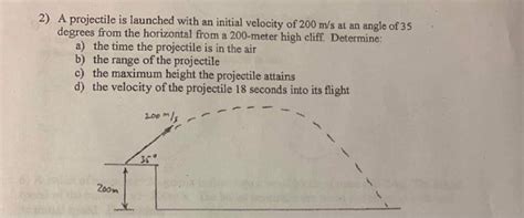solved 2 a projectile is launched with an initial velocity