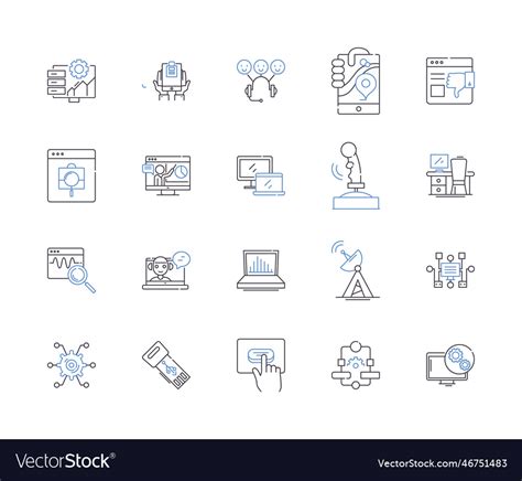 Deep Learning Outline Icons Collection Royalty Free Vector