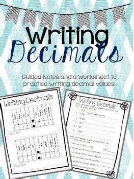 Writing Reading Decimals Guided Notes And Worksheet Decimals Guided