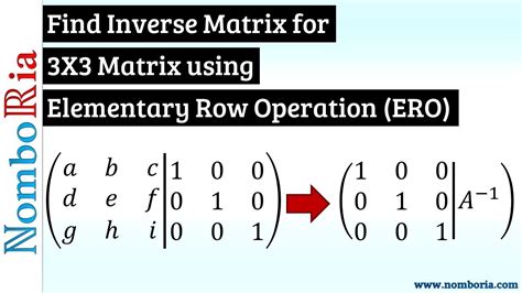 find inverse for 3x3 matrix using elementary row operation ero youtube
