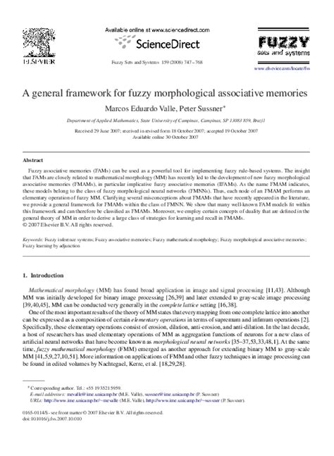 pdf a general framework for fuzzy morphological associative memories marcos vale