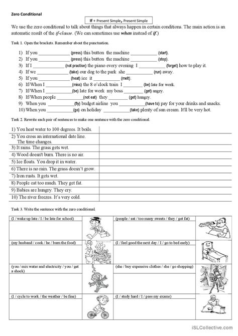 Zero Conditional General Gramma English ESL Worksheets Pdf Doc