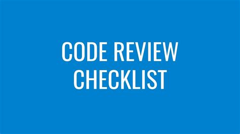 code review checklist real example youtube