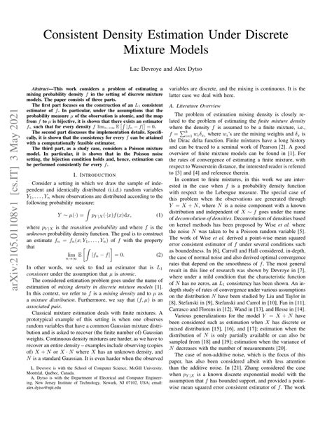 pdf consistent density estimation under discrete mixture models