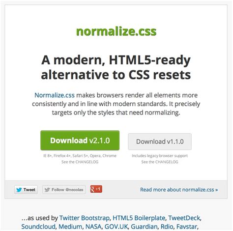 Necolas Github Normalize Css Reset CSS Using Normalize