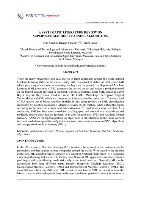 pdf a systematic literature review on supervised machine learning algorithms