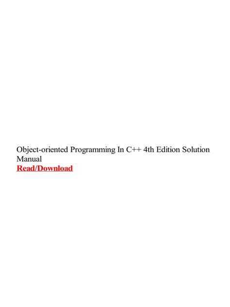 object oriented programming in c 4th edition solution manual pdf c object oriented