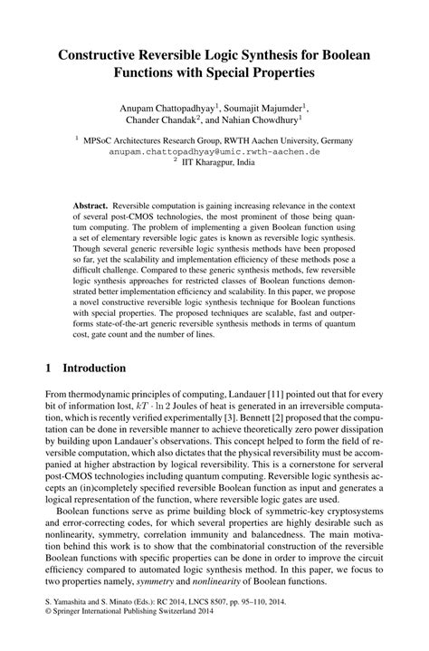 pdf constructive reversible logic synthesis for boolean functions with special properties