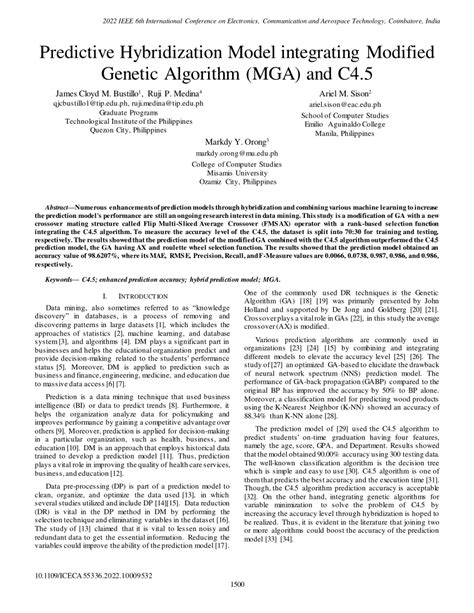pdf predictive hybridization model integrating modified genetic algorithm mga and c4 5